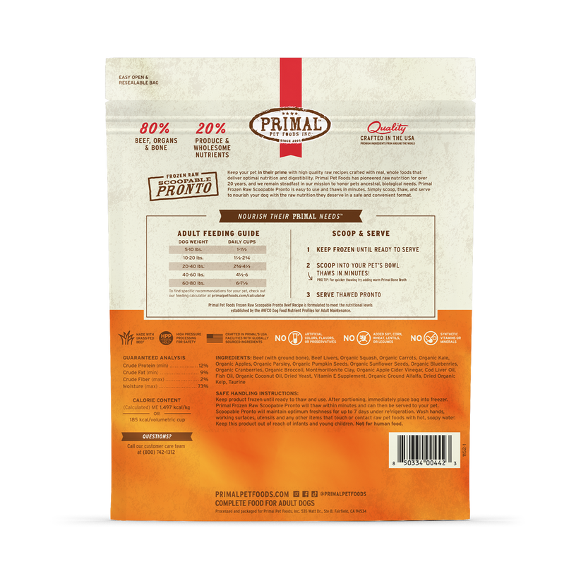 Primal Pronto Raw Frozen Dog Food 4lb – Paw Naturals