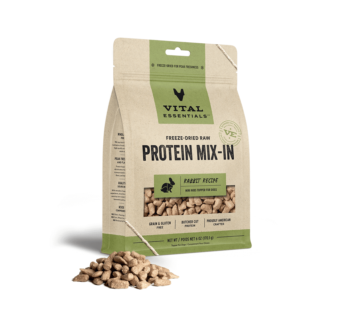 Vital Essentials Freeze-Dried Raw Protein Mix-In Mini Nibs Rabbit Topp ...