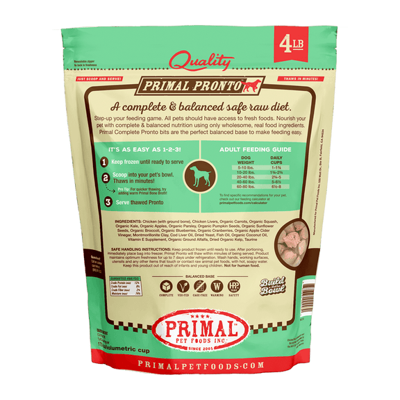 Primal Pronto Raw Frozen Dog Food 4lb – Paw Naturals
