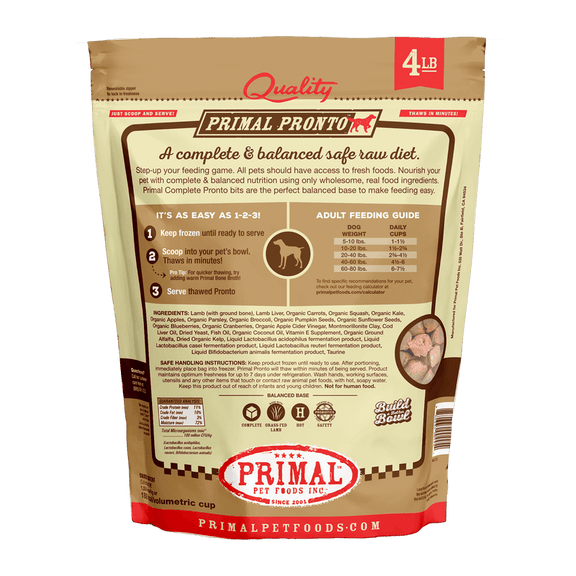 Primal Pronto Raw Frozen Dog Food 4lb – Paw Naturals