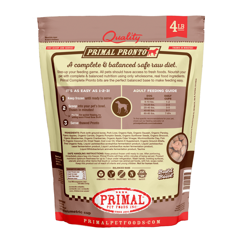 Primal Pronto Raw Frozen Dog Food 4lb – Paw Naturals
